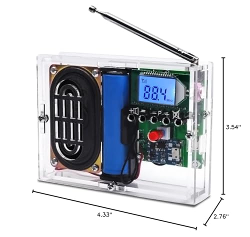 MiOYOOW FṂ Radio Kit, LCD Display Rechargeable Digital Radio Module DIY Kit with Headphone Jack, Soldering Leaning Project for College High School Education and Home Office Outdoor Use