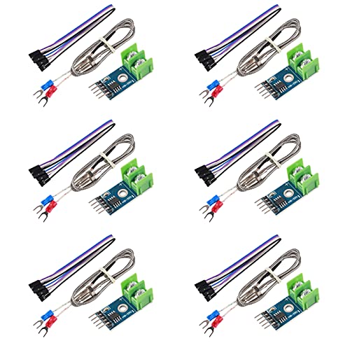 ACEIRMC DC 3-5V MAX6675 Module + K Type Thermocouple Temperature Sensor Thermocouple Sensor Set M6 Screw Compatible with Raspberry Pi Arduino (6pcs)
