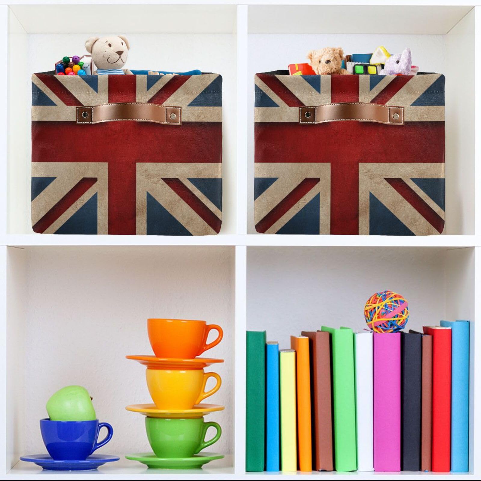 ALAZA British Flag Retro Foldable Storage Box Storage Basket Organizer Bins with Handles for Shelf Closet Living Room Bedroom Home Office 1 Pack
