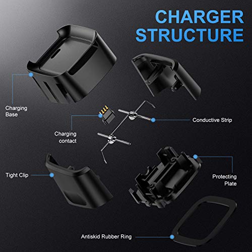 QIBOX Charger Compatible with Fitbit Versa 2 (Not for Versa/Versa Lite), 2-Pack Replacement USB Charging Cable Dock Stand for Versa 2 Health & Fitness Smartwatch, 3Ft Sturdy Power Cord