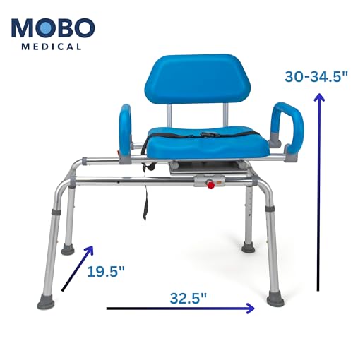 Premium Sliding Shower Swivel Seat Chair (2024 Update), Tub Transfer Bench, 330 Lb Capacity, with Updated Pull Knob and Pivoting Arms, Inside Shower and Tubs, for Handicap & Seniors