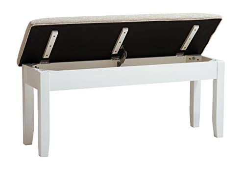 Powell Company Jane White and Beige Dining Storage Compartment by Powell Bench