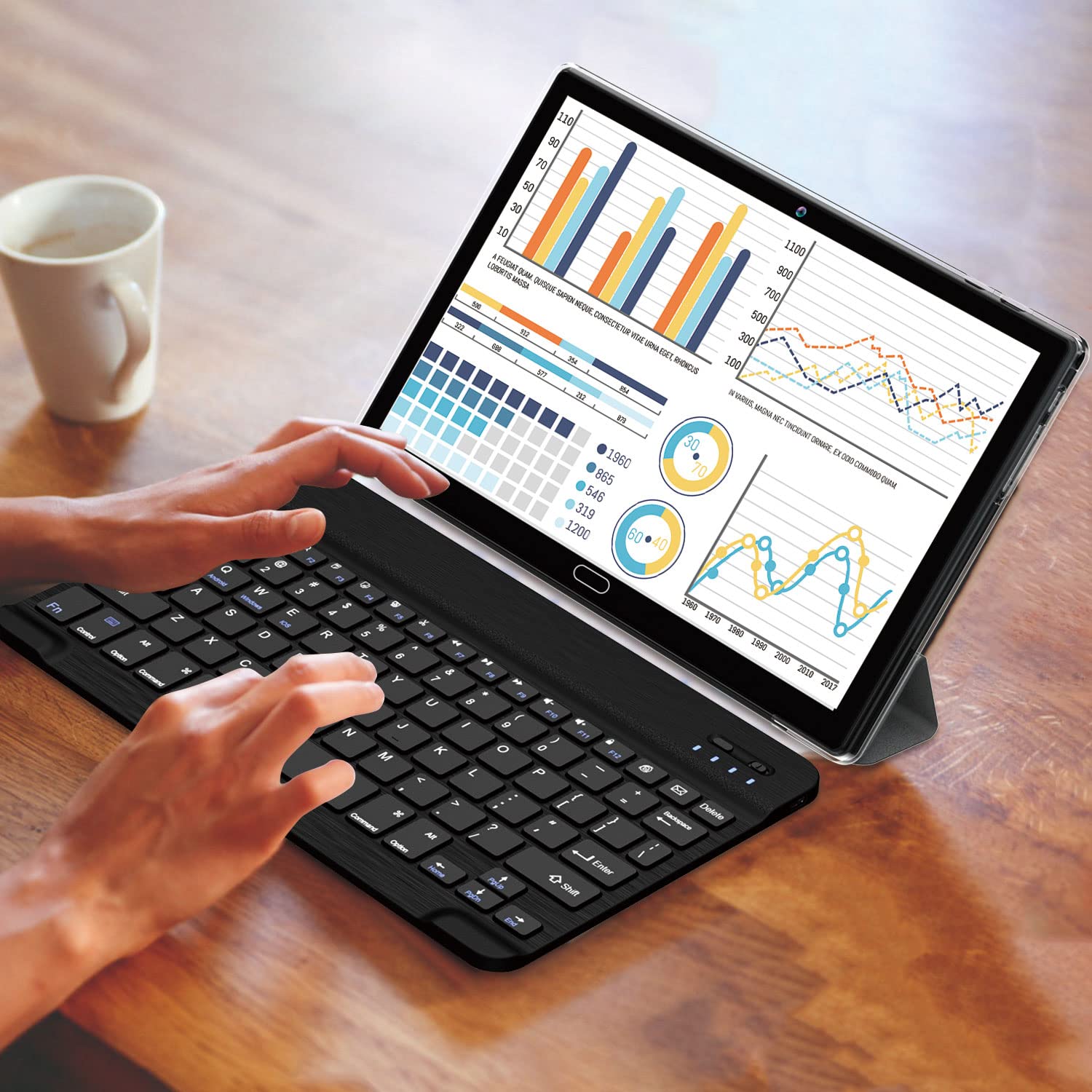 2024 Newest Tablet 10 Inch Android Tablets, 2 in 1 Tablet with 4+64/512GB Storage Octa-Core, Dual Sim Card Support 4G Cellular Tablet with Keyboard,13MP Camera, 6000mAh Battery, GPS, Bluetooth, WiFi