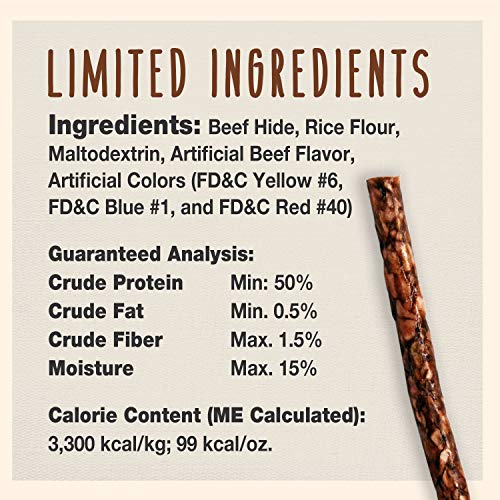 Cadet Premium Grade Munchy Beef Hide Sticks Beef Flavor 5 Inch, 100 Pack
