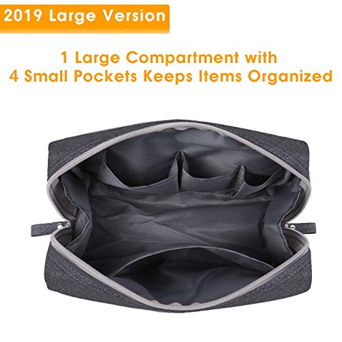 Narwey Makeup Bag Travel Cosmetic Bag Organizer Toiletry Bag Make Up Bags with Compartments for Women (Large, Dark Grey)