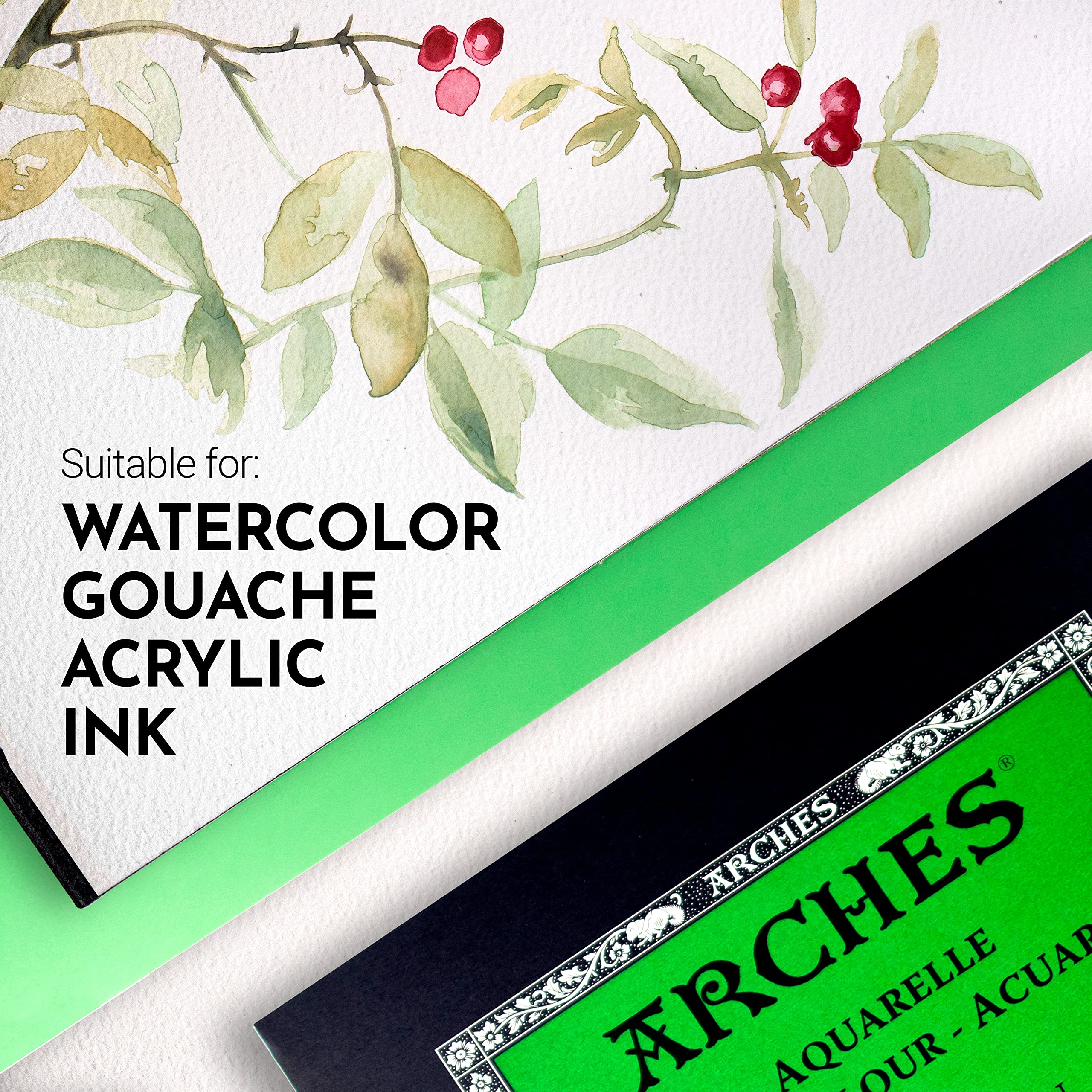 Arches Aquarelle Watercolor Pad, Cold Pressed, 140lb/300gsm, 12 Sheet, 10x14 inch, Arches Watercolor Paper 100% Cotton