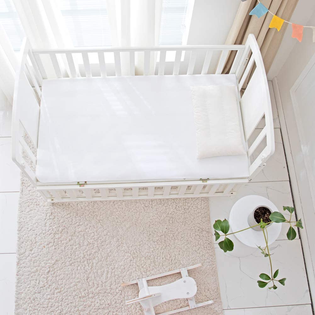 Flannel Crib Protector Pad,100% Waterproof Mattress Protector Pad, One Size, 27" X 50" White