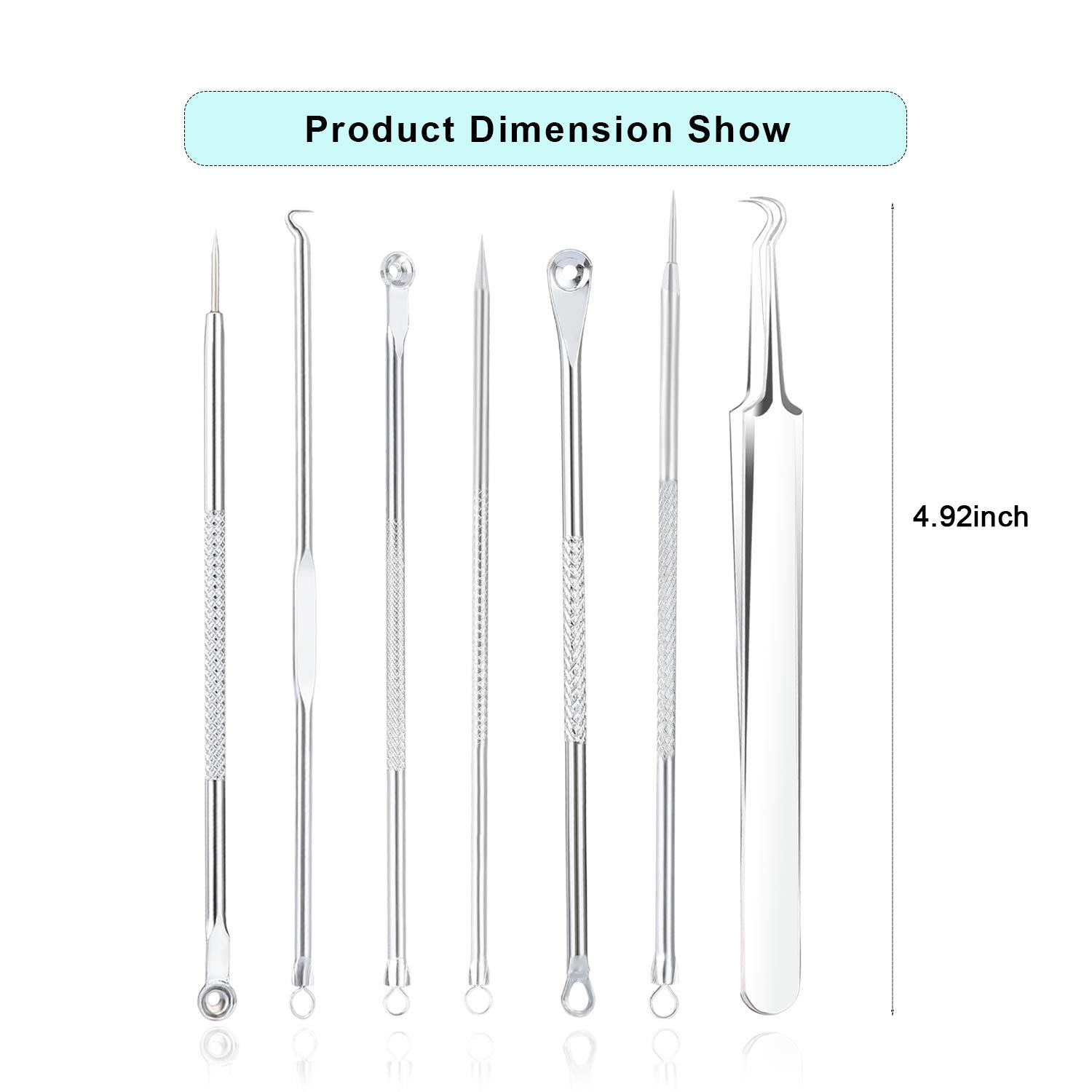 7PCS Blackhead Remover, Blackheads Extraction Removal Tool, Blemish Acne Pimple Extractor, Stainless Steel Removing Kit, Nose Face Clean Tools by OMDEAL