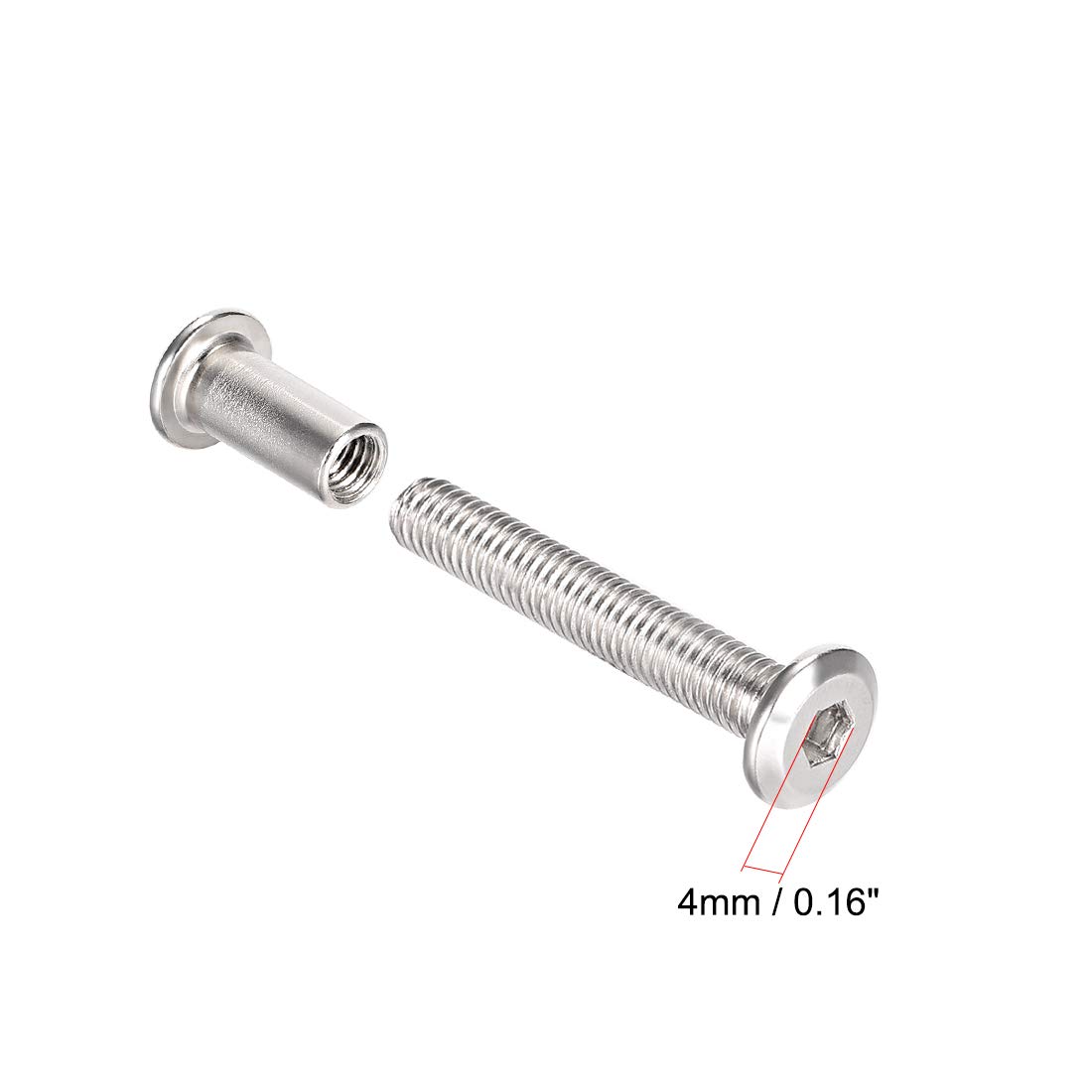 uxcell Screw Post Fit for 5/16"(8mm) Hole Dia, Male M6x30mm Belt Buckle Binding Bolts Leather Fastener Carbon Steel 10 Sets
