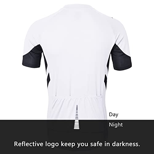 ARSUXEO Men's Short Sleeves Cycling Jersey Bicycle MTB Bike Shirt 636 White Size L