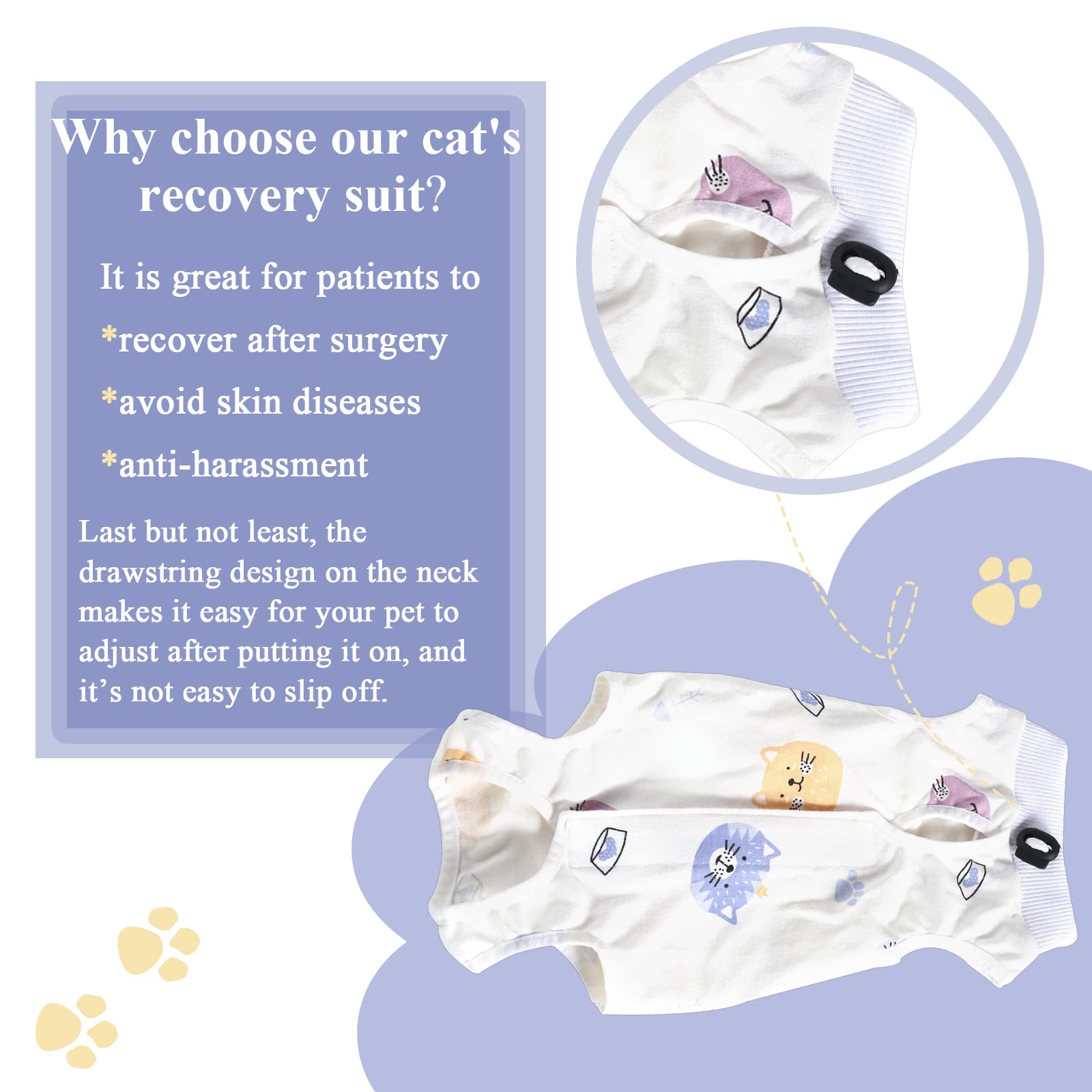 HACRAHO Pet Recovery Suit, 1 PCS Cat Surgical Recovery Suit Breathable E-Collar Alternative for Cats and Dogs, Chest Girth 14.96-18.11"