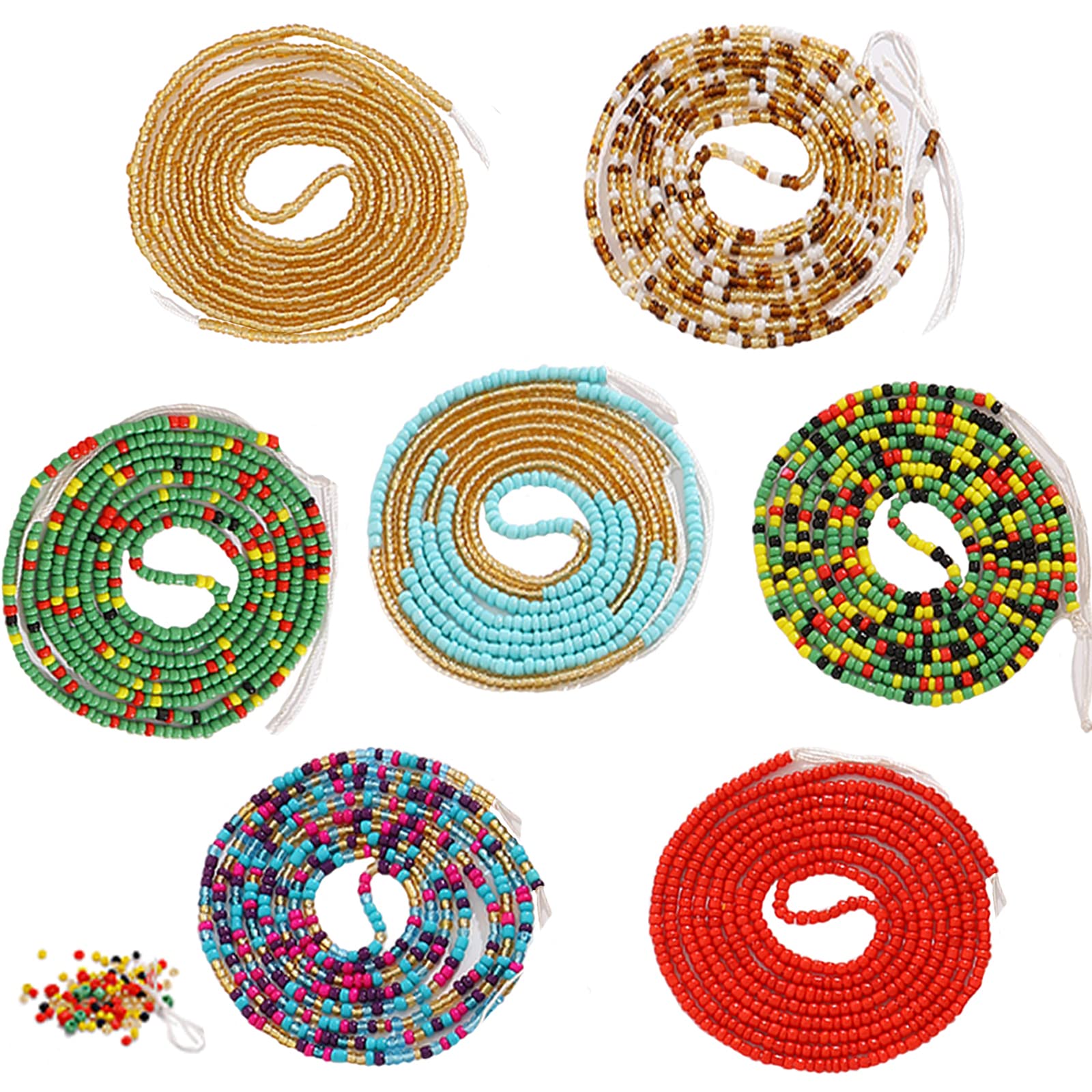 60 Inch Belly Beads for the Waist No Stretch Plus Size Tie on Waist Beads for Women DIY Custom Length Adjustable (Tie On, 60in)