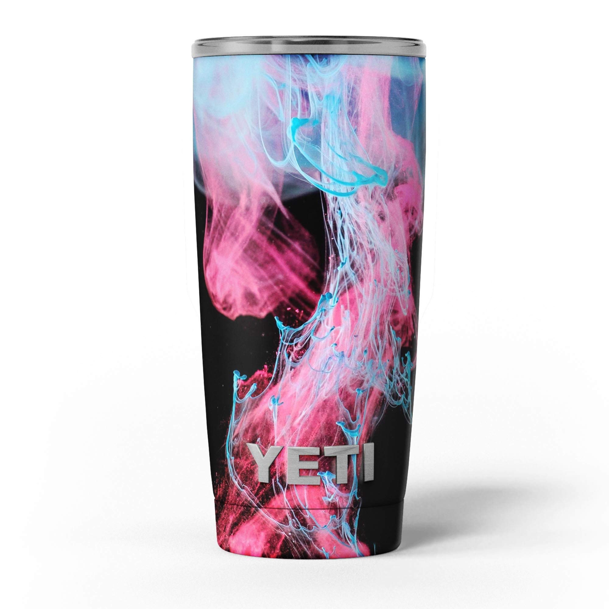 Design Skinz Vivid Pink and Teal Liquid Cloud - Skin Decal Vinyl Wrap Kit Compatible with The Yeti Rambler Cooler Tumbler Cups