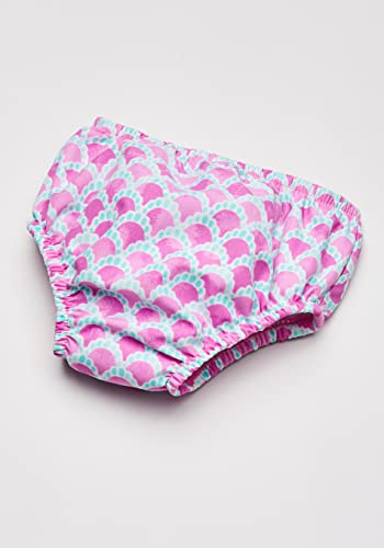 Swim Time Girls' Reusable Swim Diaper UPF 50+ with Side Snaps, Purple Mermaid Print, Medium
