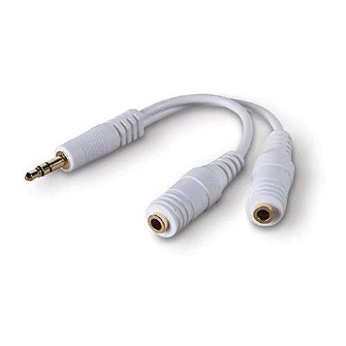 3.5mm Headset Splitter Earphone Speaker Audio Y Adapter 2-Port White for Sprint Motorola Moto E4 Plus - Sprint Motorola Moto E5 Play - Sprint Motorola Moto X - Sprint Nokia Lumia 635
