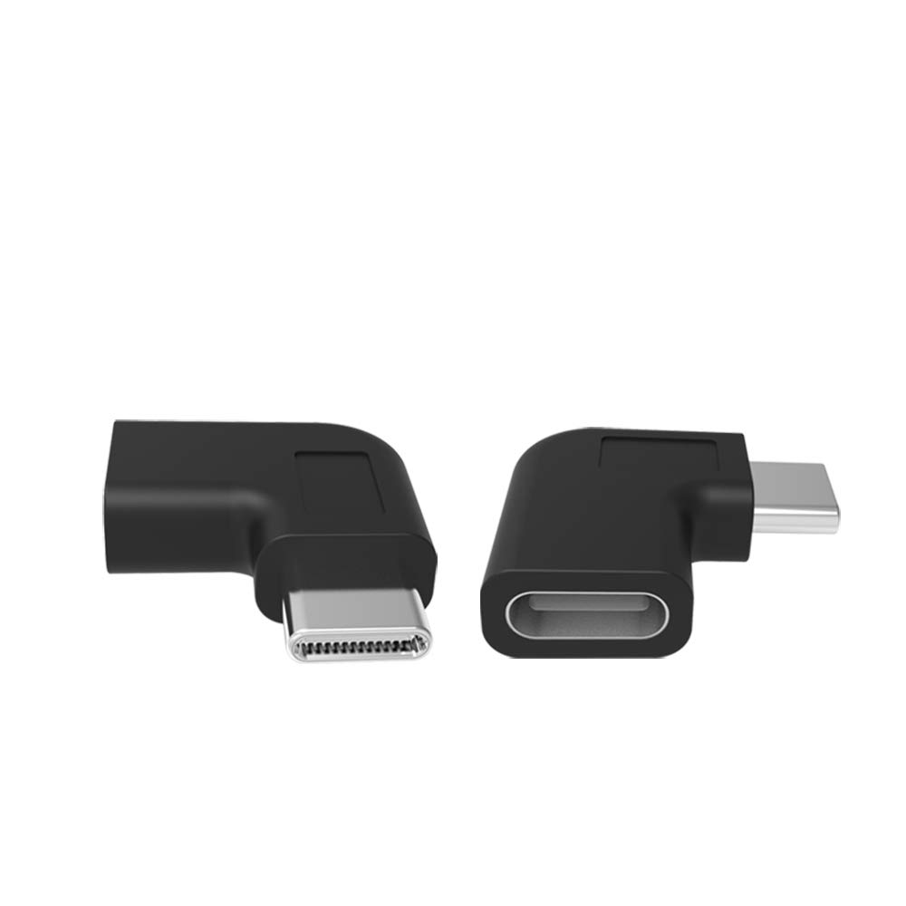 rgzhihuifz Type-C Right Angle Adapter,Type-C Male to Type-C Female Adapter, 2-Pack,90 Degree Type C Adapter,Right & Left Angled 90 Degree Type-C Extension Adapter for Laptop & Tablet & Mobile Phone