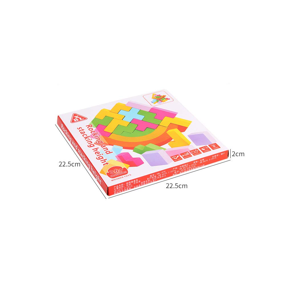 BESTING Wooden Rainbow Stacking Blocks Parent-Child Children's Educational Toys Swing Boat Interlock Decompression Preschool Balancing Games (TJ016)