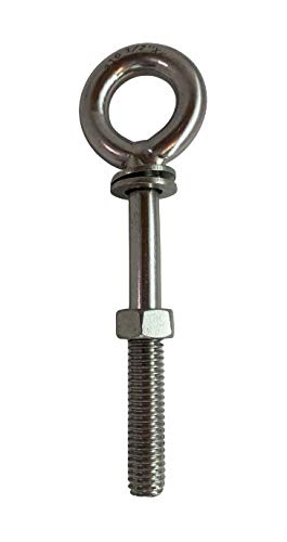 US STAINLESS 2 Pieces Stainless Steel 316 Eye Bolt 1/2" x 6" Whitworth Short Thread Marine Grade