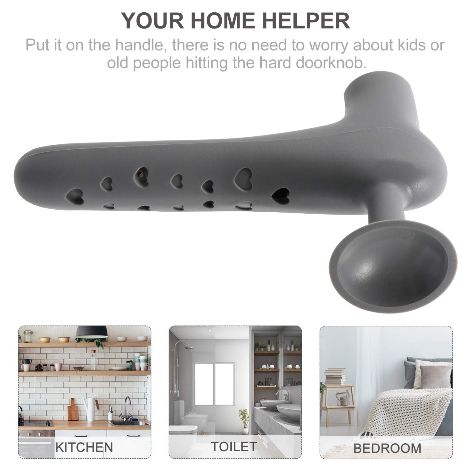 Silicone Door Handle Cover Sleeve Safety Door Knob Protector Cover Guarder Crashproof Suction Cup Door knob Cushion Grey