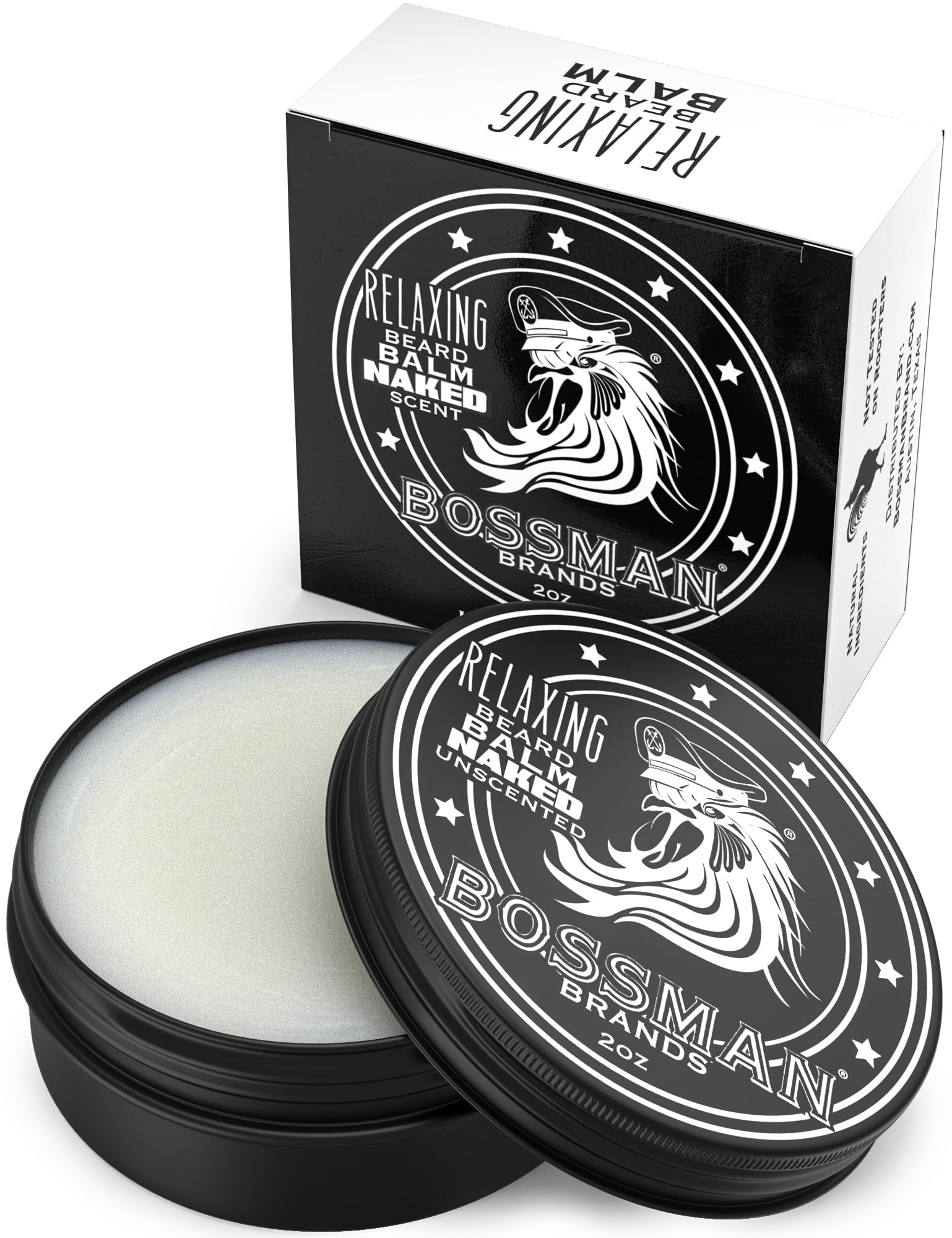 Bossman Relaxing Beard Balm - Beard Tamer, Relaxer, Thickener and Softener Cream - Beard Care Product - Made in USA (Naked Scent)