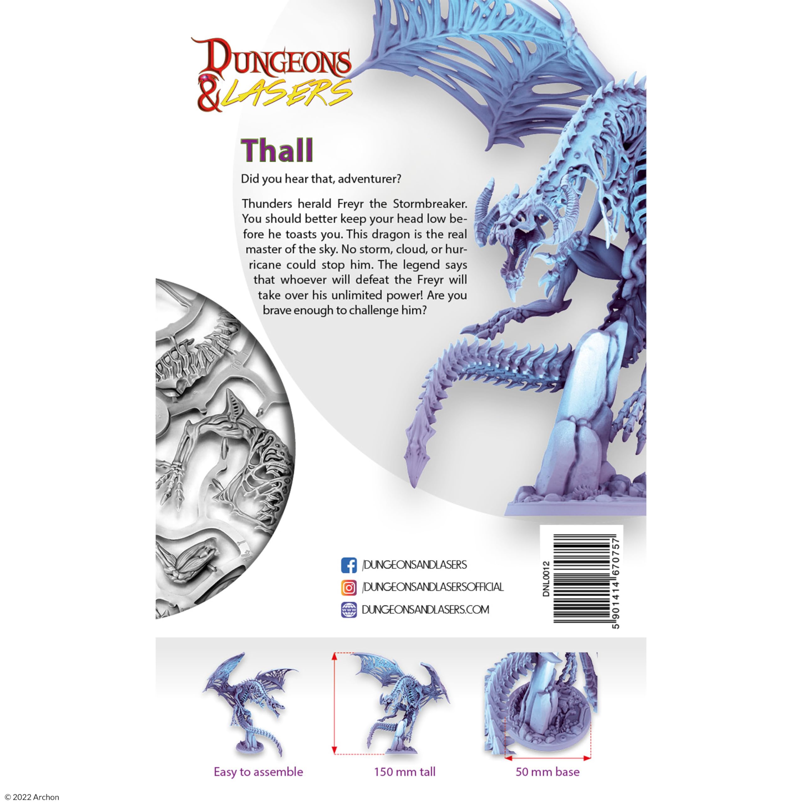 Archon Studio Dungeons & Lasers Miniatures β Thall The Defiler β 1 Piece 155mm Unpainted Unassembled Designed for Dungeons & Lasers,ARCDNL0012