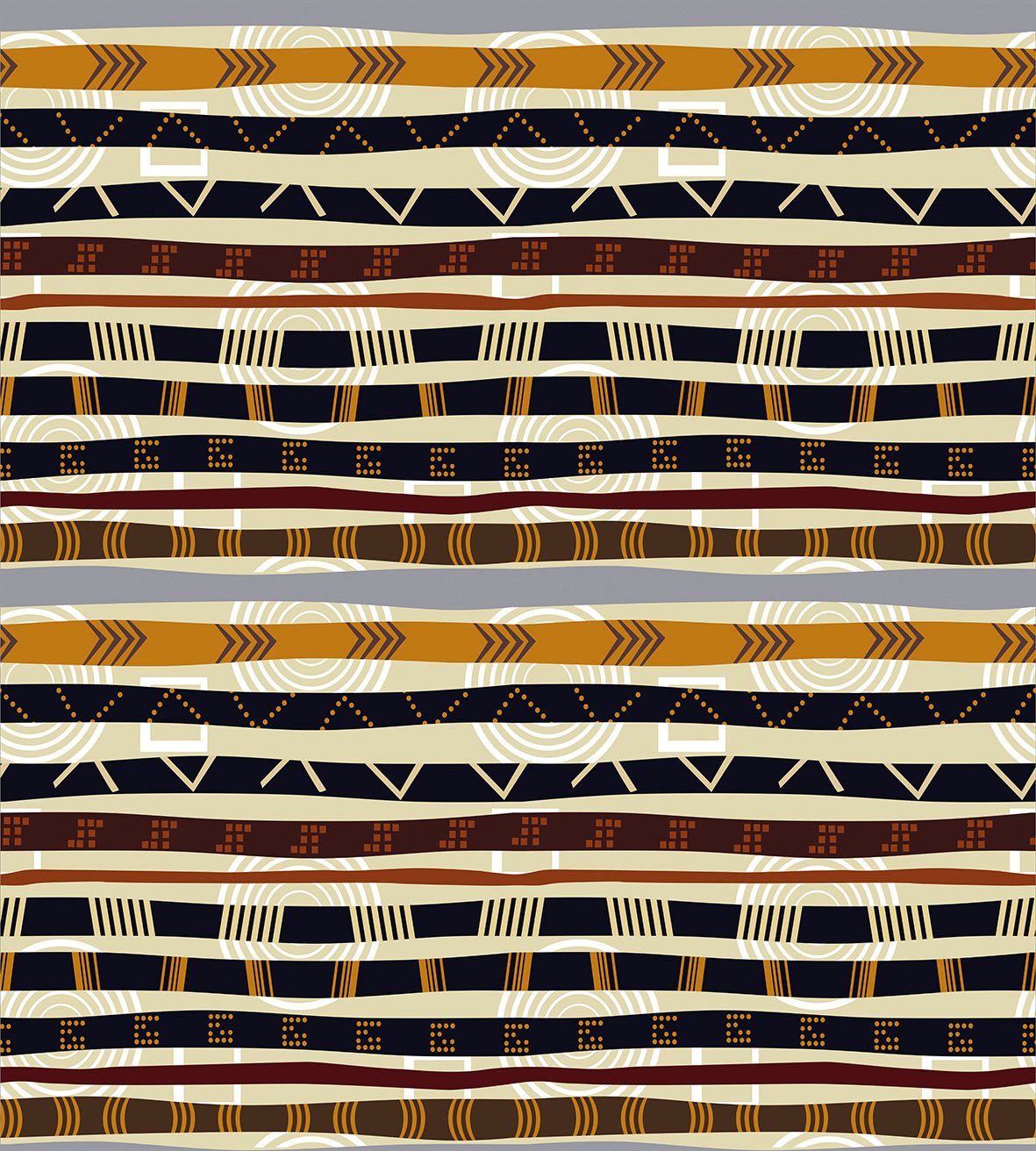 Ambesonne Abstract Duvet Cover Set, Ethnic Style Geometric Forms Striped Pattern on Bold Earth Tones Print, Decorative 3 Piece Bedding Set with 2 Pillow Shams, King Size, Orange Cream