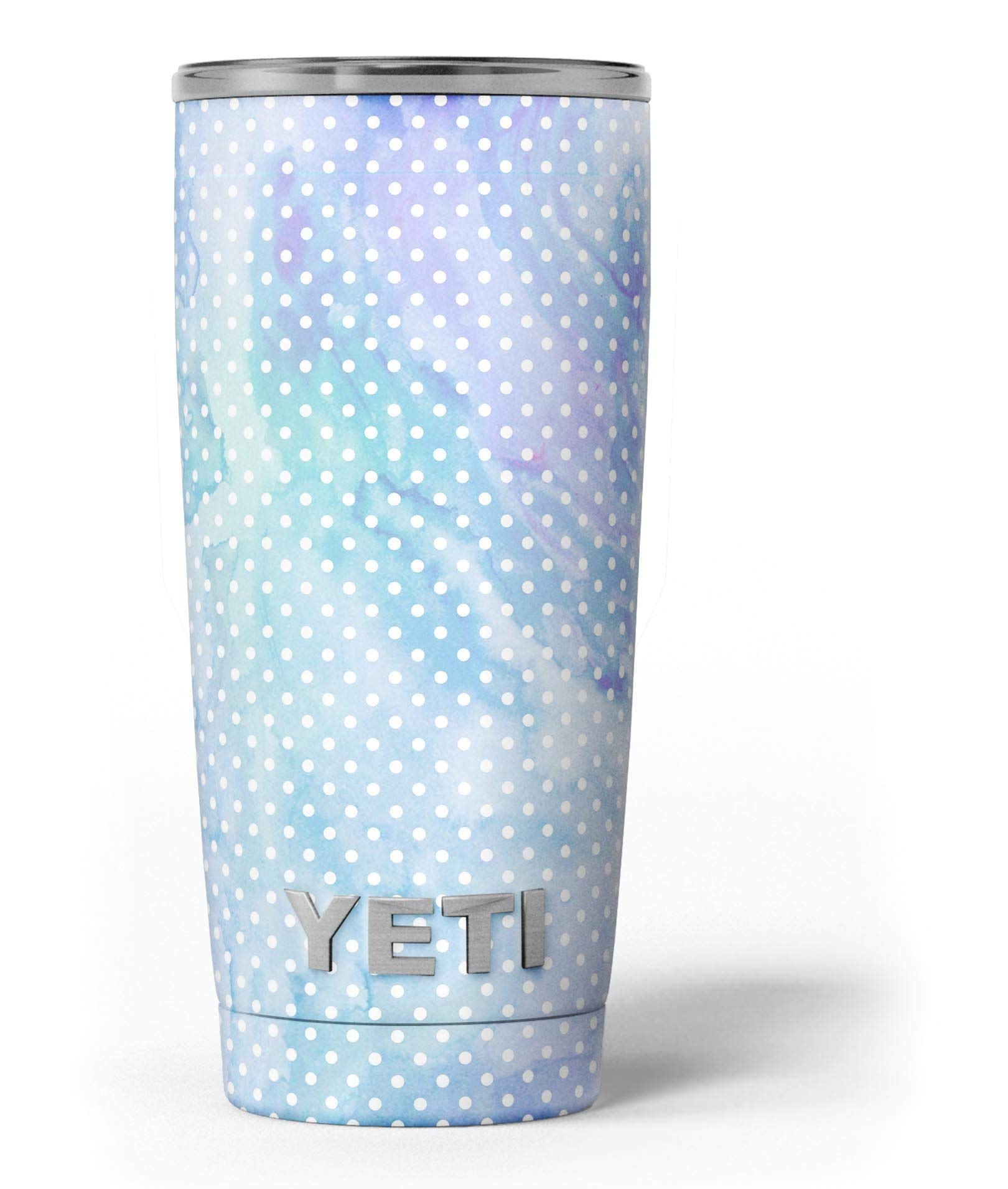 Design Skinz Micro Polka Dots Over Blue Watercolor Surface - Skin Decal Vinyl Wrap Kit Compatible with The Yeti Rambler Cooler Tumbler Cups