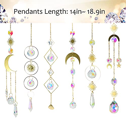 7Pieces Crystal Sun Catchers Window Hanging Prism Moon Crystal Dream Catcher Silver Rainbow Maker Garden Car Decoration Outdoor