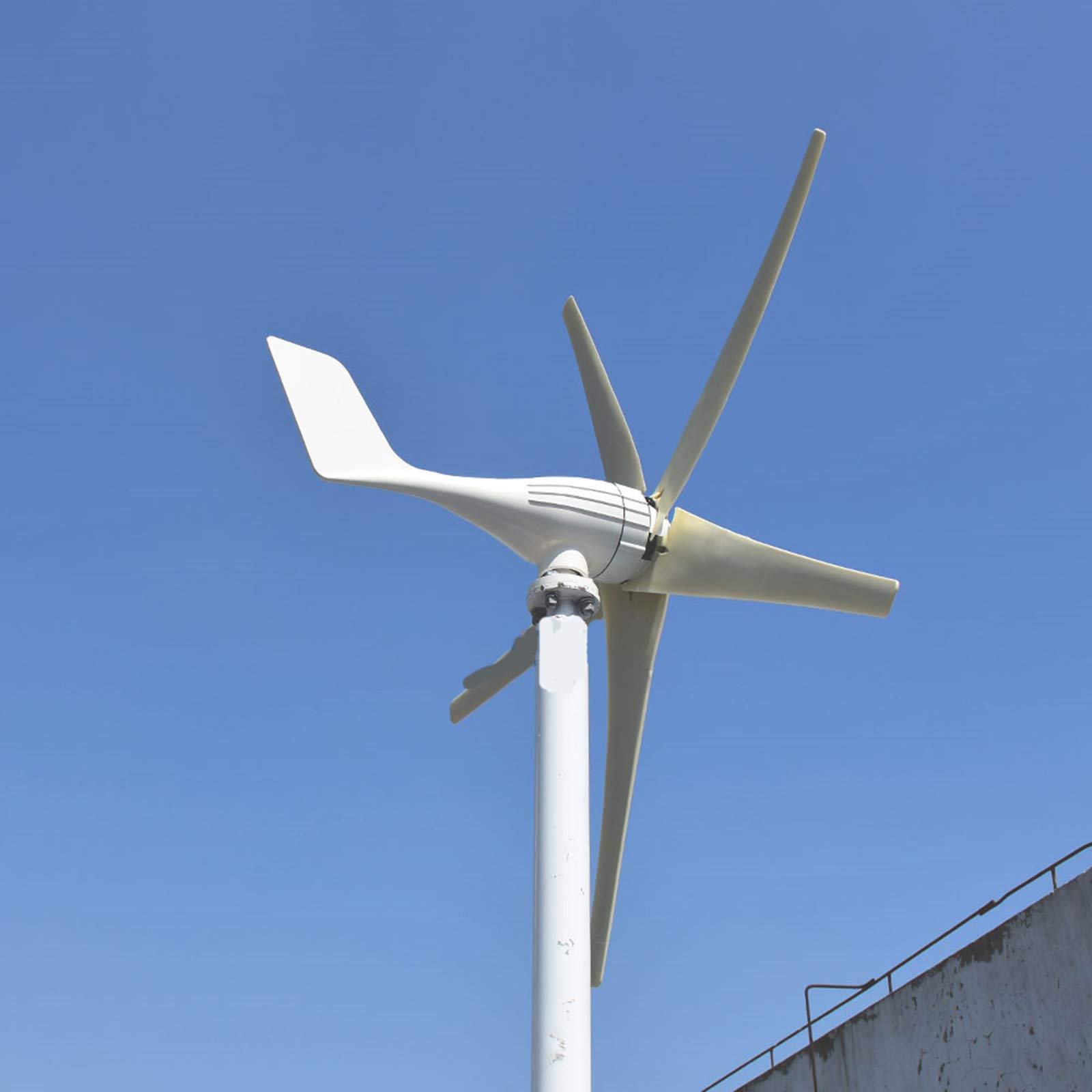 48V Wind Turbines, 5 Blades for Home Residential Low Start Up Wind Turbine Generator Kit+ MPPT Charge Controller 4000W,48v