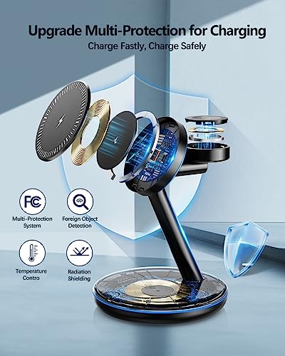 3 in 1 Charging Station for Apple Devices 18W Fast Mag-Safe Charger Stand Magnetic Wireless Charger Station for iPhone 15 14 13 12 Pro/Pro Max/Plus/Mini AirPods 2/3/Pro iWatch Ultra/8/7/SE/6/5/4/3/2