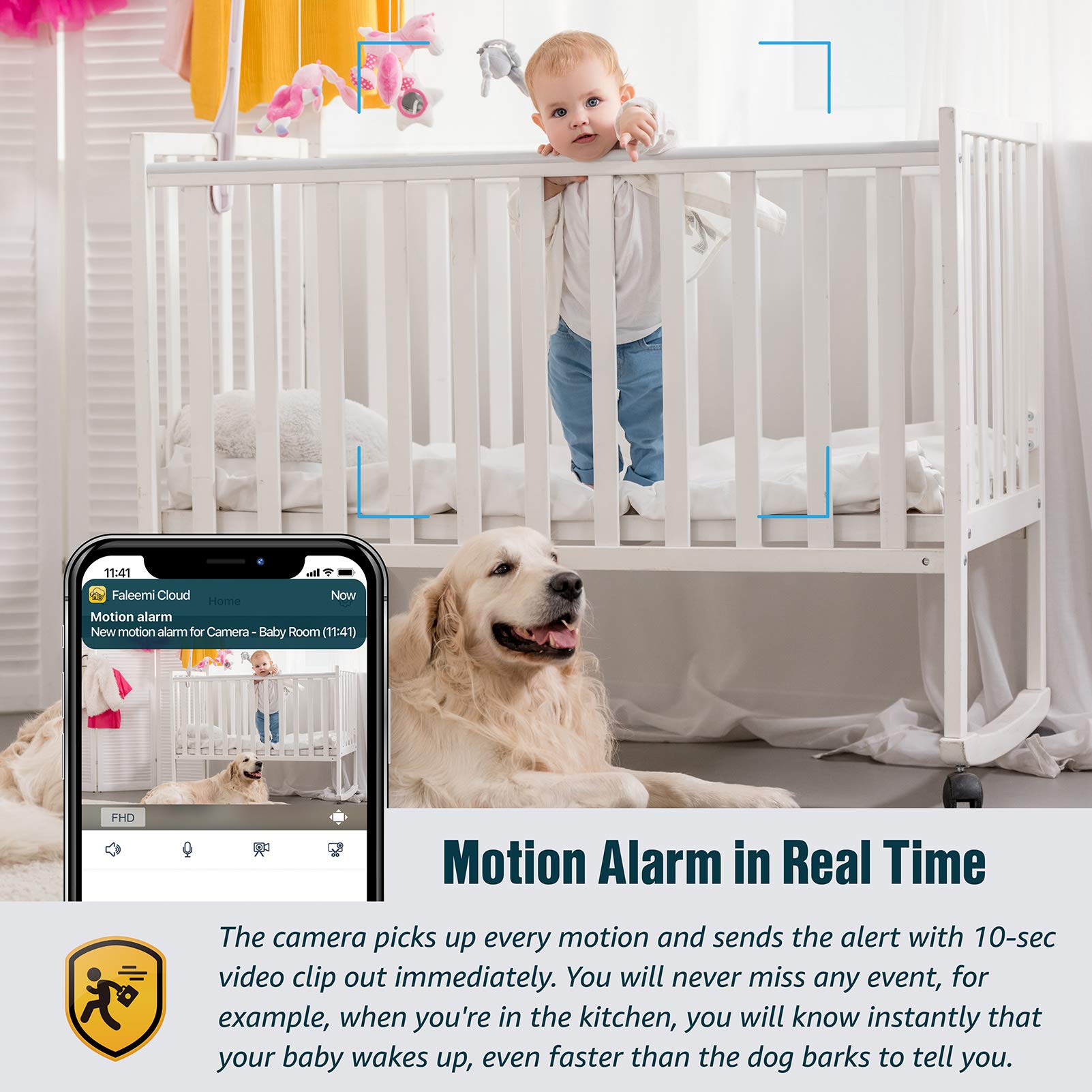 Wireless Security Camera, 1080P Pan/Tilt/Zoom WiFi Indoor Camera, Nanny Cam for Home/Pet/Baby/Elderly, with 24/7 Live Video, Night Vision, 2-Way Audio, Motion Detection, Cloud & SD Card Storage