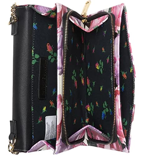 Betsey Johnson Dani Floral Printed Crossbody with Bow Black Floral One Size