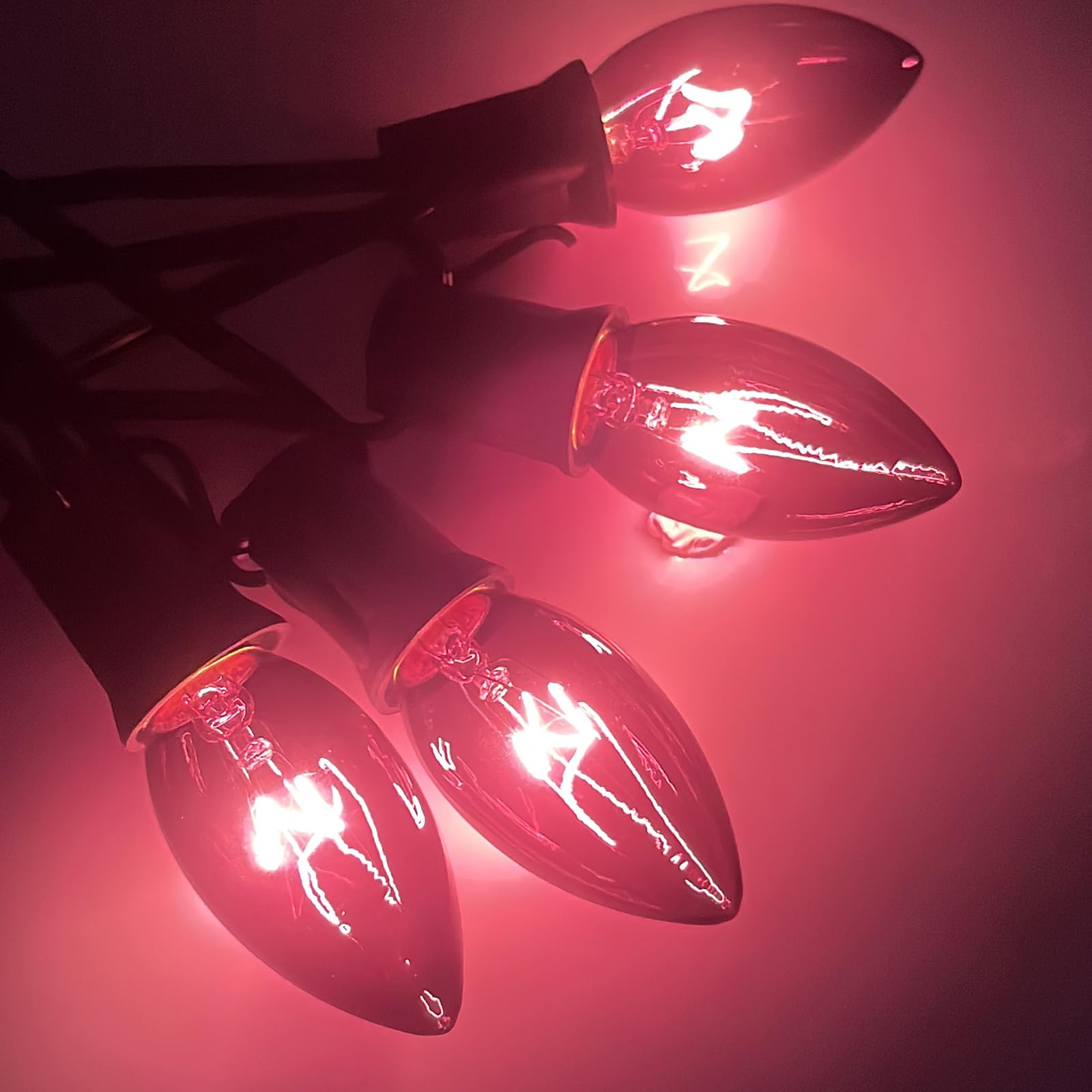 25 Pack C9 Halloween Replacement Bulbs, Black Halloween Bulbs Dark Purple Light for Indoor Outdoor Patio Halloween Christmas Party String Lights, 7W Incandescent, C9/E17 Intermediate Base