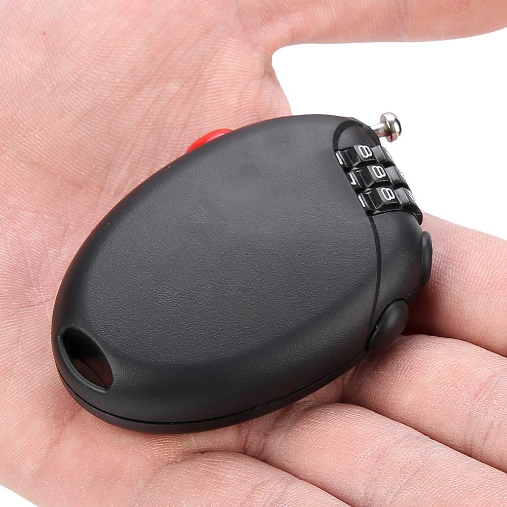 3 Digit Combination Lock with 2 Feet Retractable Steel Cable, Bike Cable Lock for Posts, Bike Racks or Fences, for Bike, Ski, Snowboard and Stroller