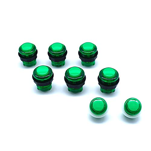 Arcity 8 Pcs Arcade LED Push Buttons Illuminated Light 6 ร 30mm Buttons + 2 ร 24mm Buttons with Built-in Microswtich for Arcade Machine Video Game Console DIY Jamma MAME Raspberry Green New