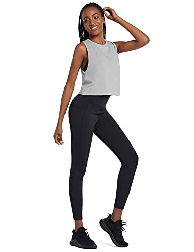 BALEAF Women's Tops Workout Tank Top Crop Tops Cropped Athletic Gym Muscle Shirts Yoga Trendy Heather Gray XL