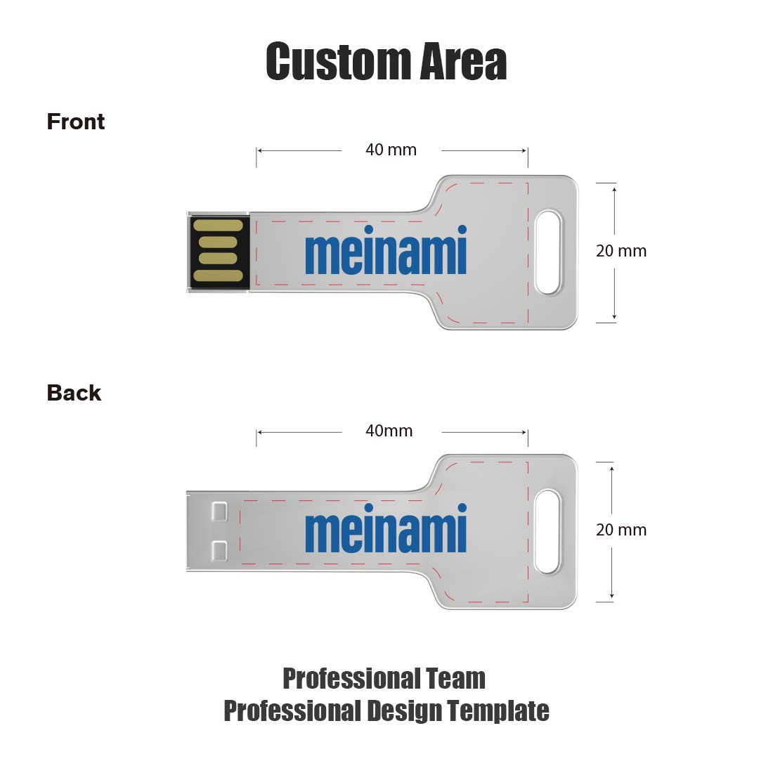 MEINAMI Customized Key Shape USB Flash Drive Thumb Drive Personalized Metal Memory Stick 8GB 25 Pack