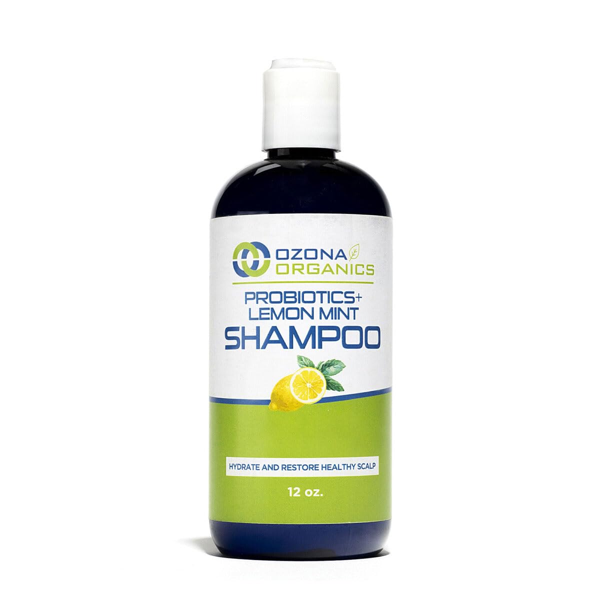 Ozona Organics - Probiotic Shampoo - Lemon Mint Scent - Natural Scalp Relief Infused With Living Probiotics - Organic Ingredients - 12oz
