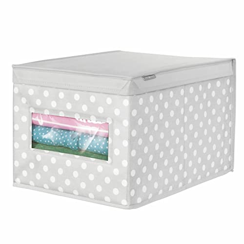 Child/Kids Fabric Closet Storage Box, Large, Polka Dot - Gray/White