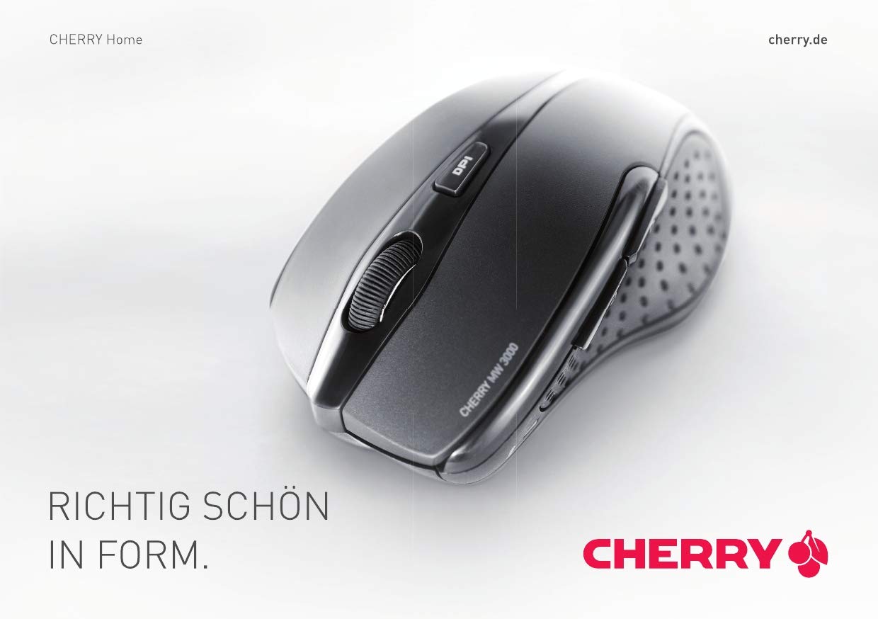 Cherry MW 3000 Wireless Mouse 2.4 GHz w/Nano USB Receiver, Black (UW7691)