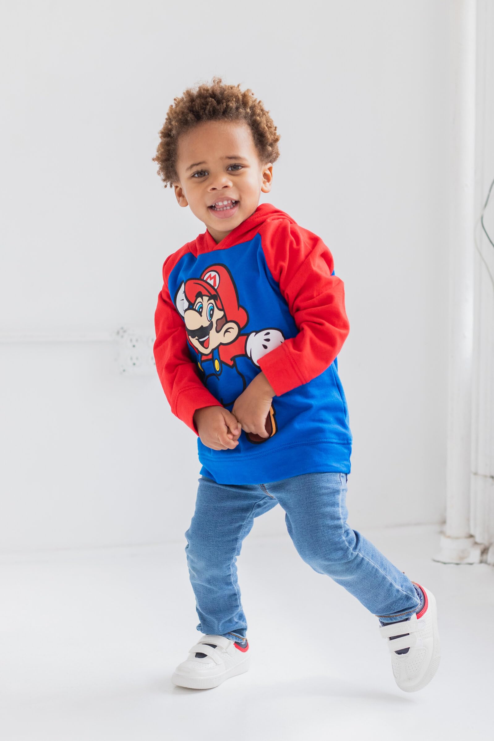 Super Mario Nintendo Infant Baby Boys Fleece Pullover Hoodie Red/Blue 18 Months