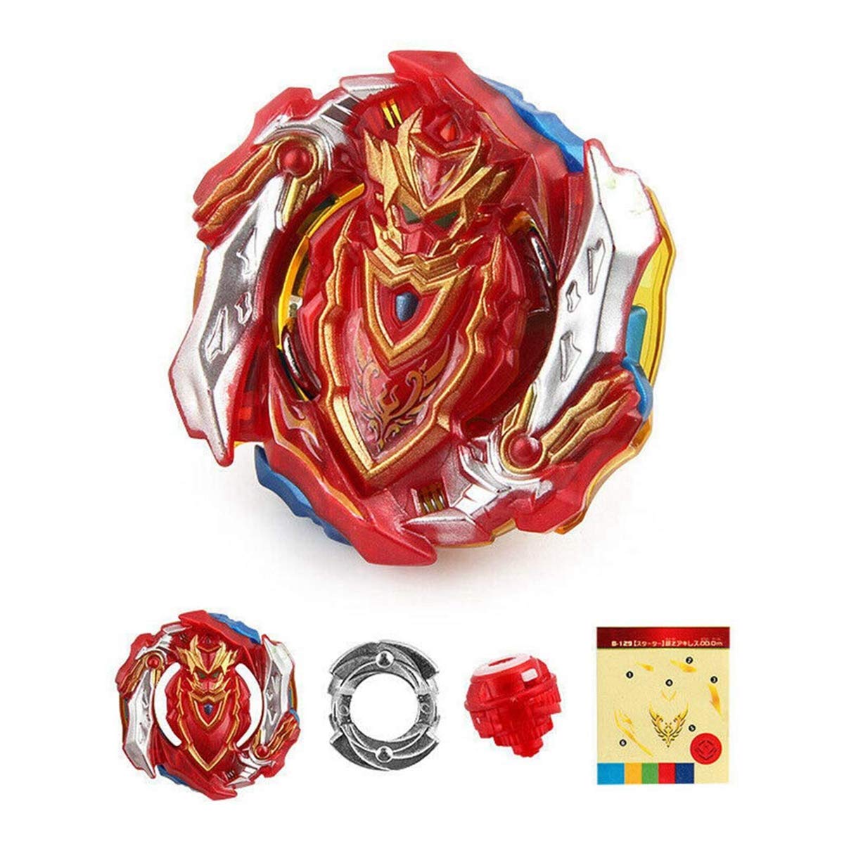 Bey Battle Burst Blade Evolution B-129 Booster Cho-Z Achilles.00.Dm Red Sparking Left & Right Launcher Handle Starter Set Gaming Battling Top Turbo GT God Bay Lr Bey launcher Spinning Toy Gift for Boy