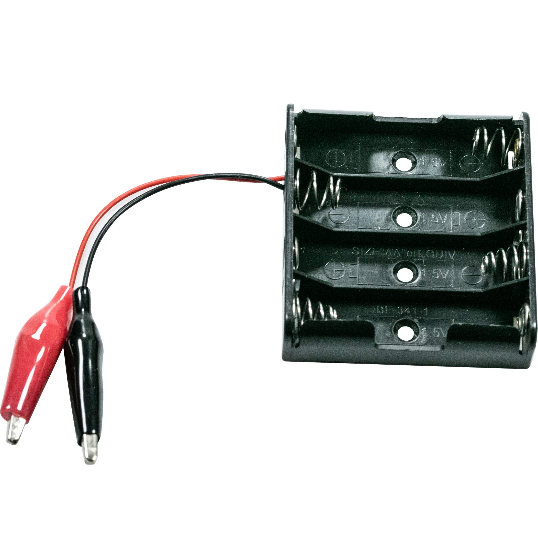 risingsaplings 4 Slots 4X 1x4 1.5V Total: 6V AA Battery Holder Box with Alligator Clip Easy to use (Pack of 2)