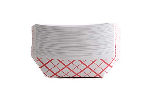 800ct Disposable Paper Food Tray (1/2 LB) - Red Check Food Tray, USA Made, Recyclable, Biodegradable, Compostable, Great for Picnics, Carnivals, Party, Camping, BBQ, Restaurants, Fries (0.5lb)