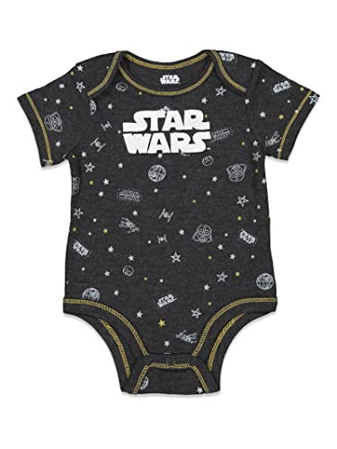 STAR WARS Yoda R2-D2 Chewbacca Newborn Baby Boys 3 Pack Bodysuits White/Gray/Yellow 3-6 Months