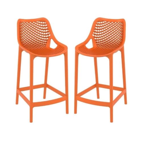 Home Square Patio Counter Stool in Orange Finish - Set of 2