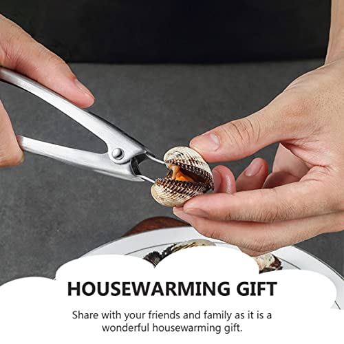 BESTonZON 1pc Peeler Opener Handle Scald Shell Crackers Tool Practical Nut Oyster Steel Clam Seafood Stainless Duty Sunflower Holder Shucker Anti- with Kitchen Silver Almonds Walnut