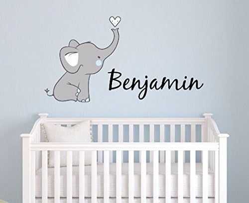 Boys Nursery Elephant Custom Personalized Name Wall Decal (Large), Nursery Elephant Wall Decals, Boys Personalized Decals Elephants, Nursery Decals, Nursery Wall Decals, Plus Free Hello Door Decal