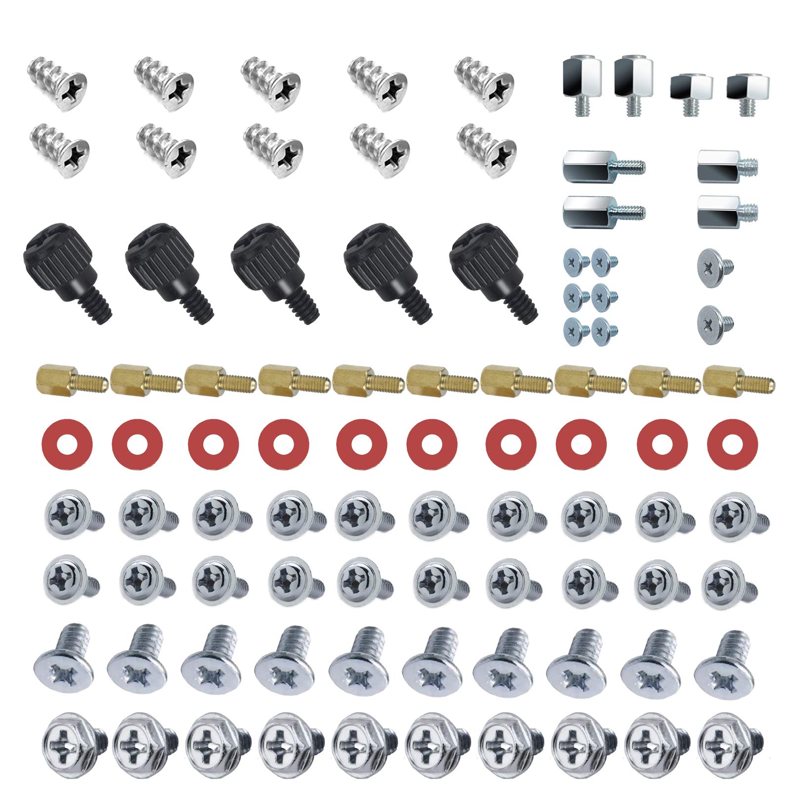 SGTKJSJS PC Computer Screws Kit, M.2 Standoff and Screw for Motherboards, Case, SSD, Fan, Power, Graphics - 91 Pcs
