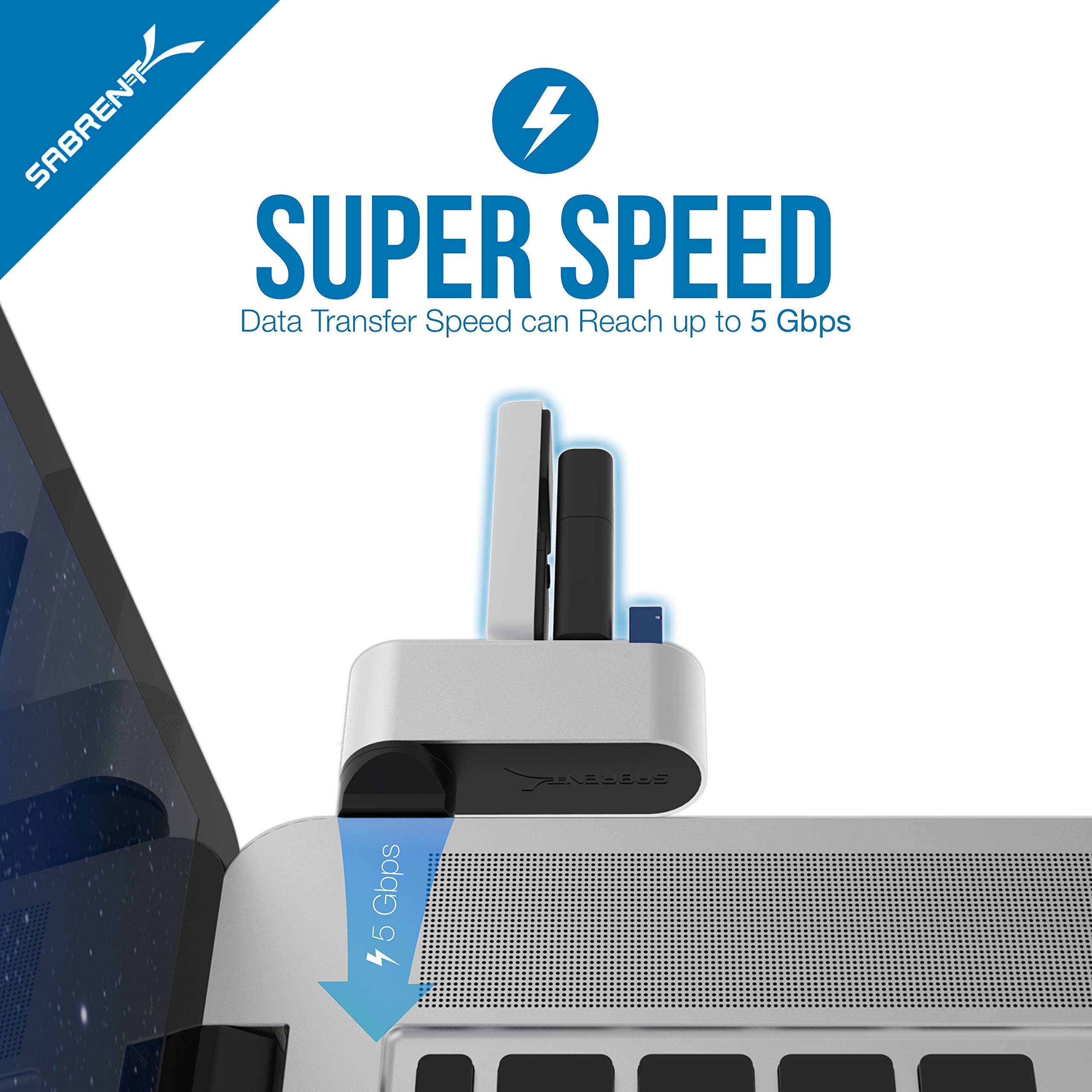 Sabrent Premium 3-Port Aluminum Mini USB 3.0 Hub + USB 3.0 Micro SD and SD Card Reader
